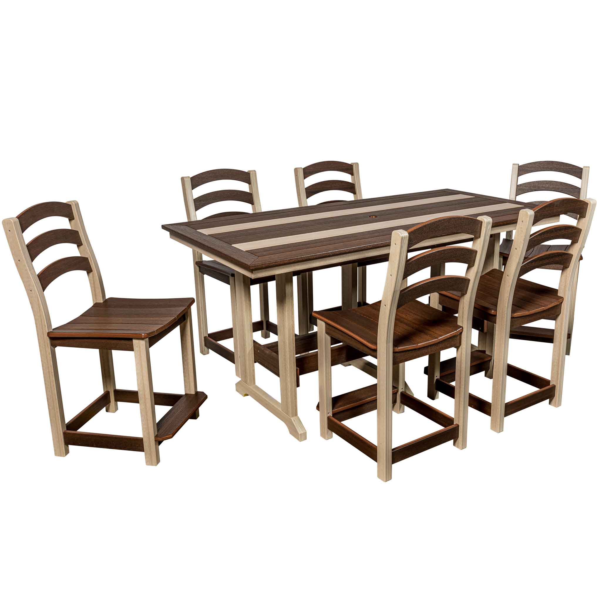Amish Long Beach Patio Poly 36"x 72" Counter Table & Chairs for 6 ...